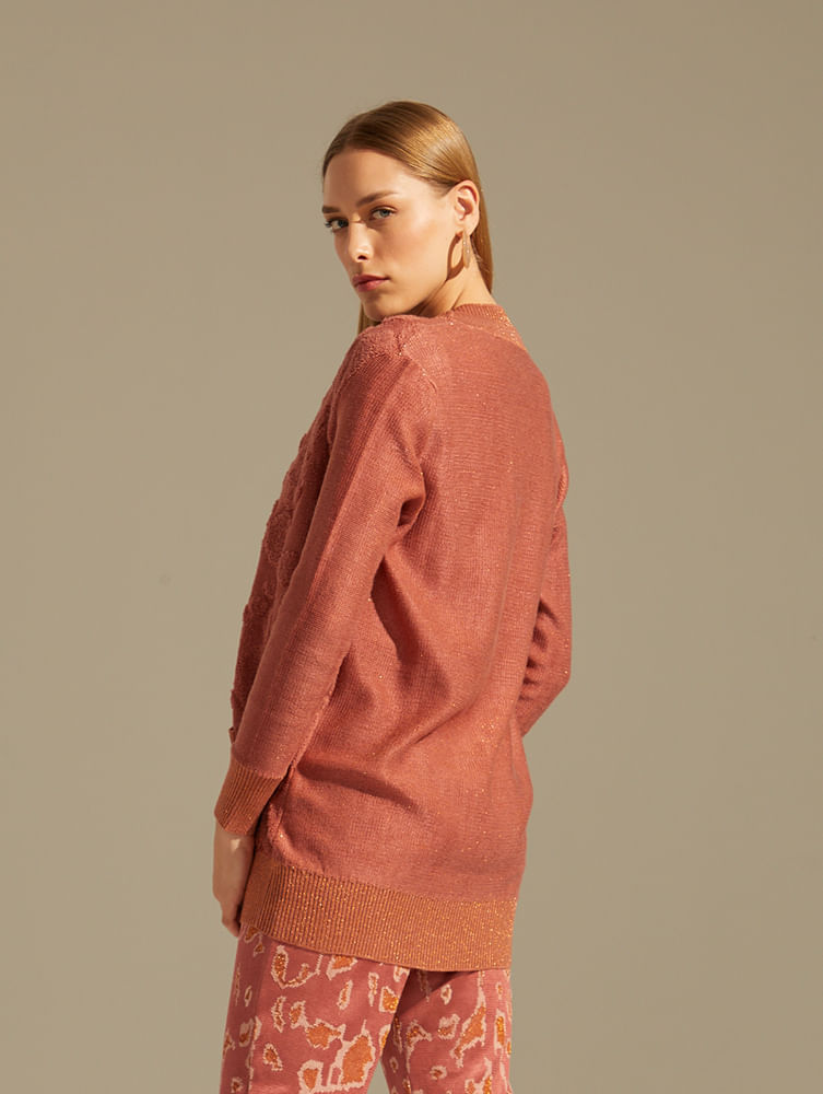 Casaco Jacquard Luxo - Rose