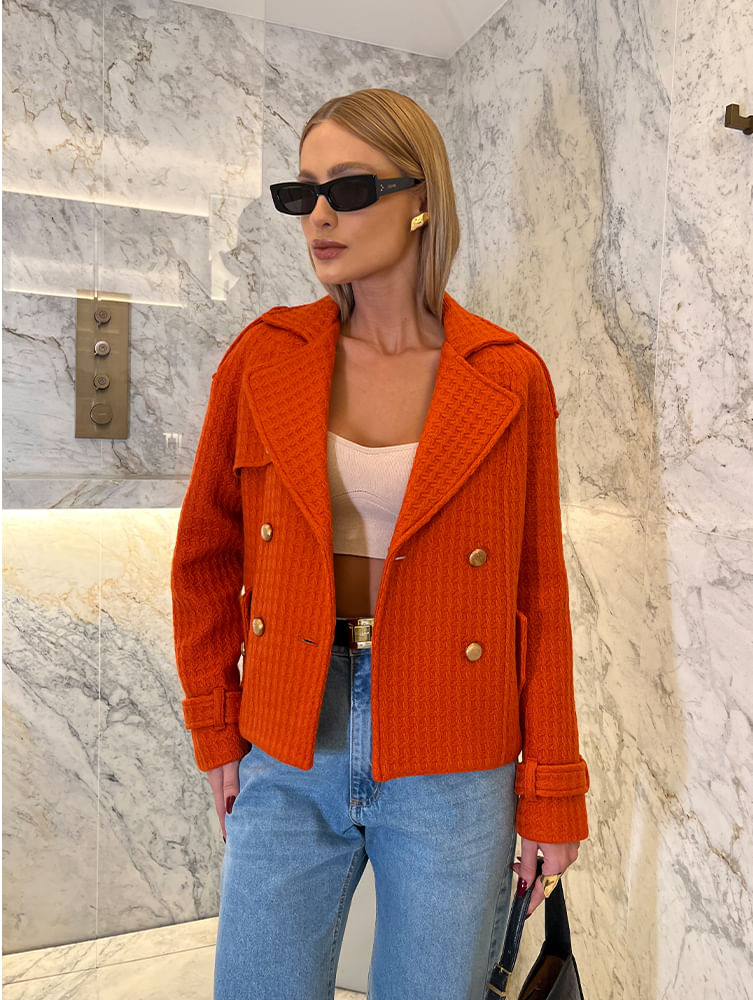 Casaco Lã Chic - Coral